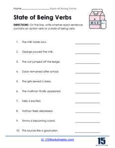 State of Being Verbs Worksheets - 15 Worksheets.com