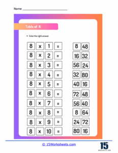 8 Times Tables Worksheets - 15 Worksheets.com