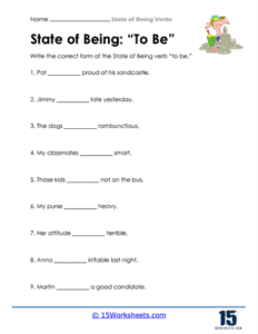 State of Being Verbs Worksheets - 15 Worksheets.com