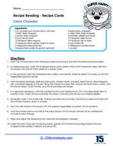 Reading a Recipe Worksheets - 15 Worksheets.com