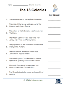 13 Colonies Worksheets - 15 Worksheets.com