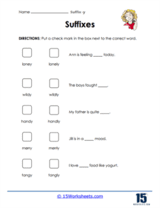 Suffix -y Worksheets | Transform Nouns Into Verbs - 15 Worksheets.com