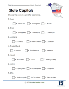 State Capitals Worksheets | Geography Foundations - 15 Worksheets.com
