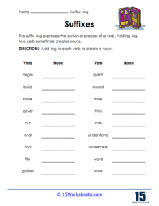 Suffix -ing Worksheets | Participle Practice - 15 Worksheets.com