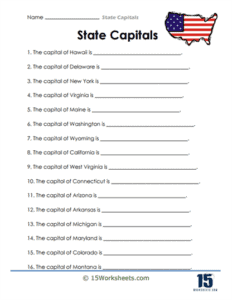 State Capitals Worksheets | Geography Foundations - 15 Worksheets.com