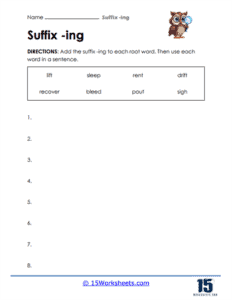 Suffix -ing Worksheets | Participle Practice - 15 Worksheets.com