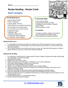Reading a Recipe Worksheets - 15 Worksheets.com
