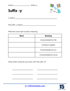 Suffix -y Worksheets | Transform Nouns Into Verbs - 15 Worksheets.com