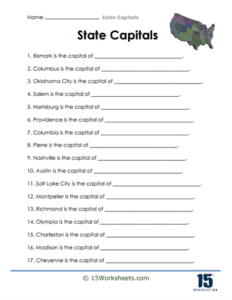 State Capitals Worksheets | Geography Foundations - 15 Worksheets.com