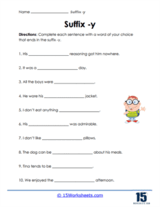 Suffix -y Worksheets | Transform Nouns Into Verbs - 15 Worksheets.com