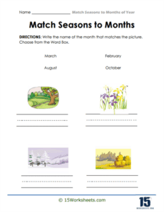 Match Seasons to Months Worksheets - 15 Worksheets.com
