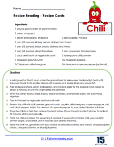 Reading a Recipe Worksheets - 15 Worksheets.com