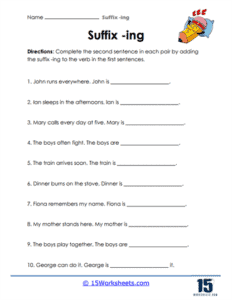 Suffix -ing Worksheets - 15 Worksheets.com