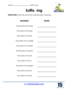 Suffix -ing Worksheets | Participle Practice - 15 Worksheets.com