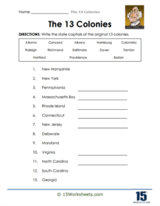 13 Colonies Worksheets - 15 Worksheets.com