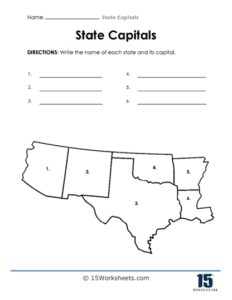 State Capitals Worksheets | Geography Foundations - 15 Worksheets.com
