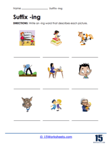 Suffix -ing Worksheets | Participle Practice - 15 Worksheets.com