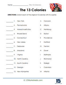 13 Colonies Worksheets - 15 Worksheets.com