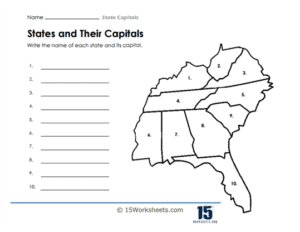 State Capitals Worksheets | Geography Foundations - 15 Worksheets.com