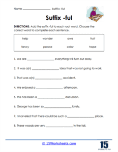 Suffix -ful Worksheets | Descriptive Adjustments - 15 Worksheets.com