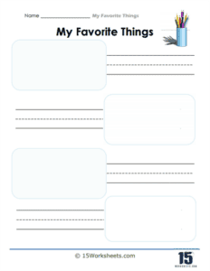 My Favorite Things Worksheets | Creative Writing - 15 Worksheets.com