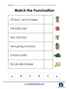 Match Sentences to Punctuation Worksheets | Grammar Precision - 15 ...