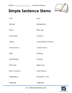 Sentence Stems Worksheets - 15 Worksheets.com