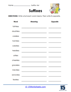 Suffix -ful Worksheets | Descriptive Adjustments - 15 Worksheets.com