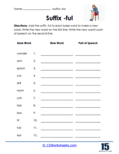 Suffix -ful Worksheets | Descriptive Adjustments - 15 Worksheets.com