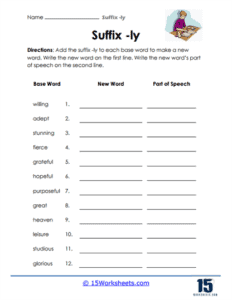 Suffix -ly Worksheets | Transform Adjectives to Adverbs - 15 Worksheets.com