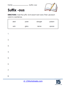 Suffix -ous Worksheets - 15 Worksheets.com