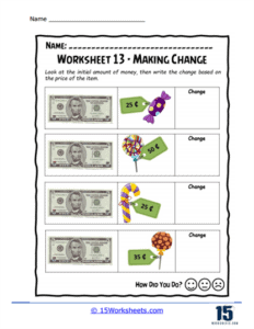 Making Change Worksheets | Learning Money - 15 Worksheets.com
