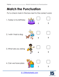 Match Sentences to Punctuation Worksheets | Grammar Precision - 15 ...