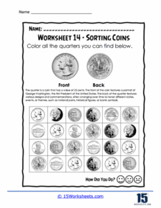 Sorting Coins Worksheets | Coin Sorting and Fluency - 15 Worksheets.com