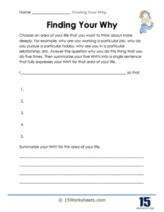 Finding Your Why Worksheets - 15 Worksheets.com