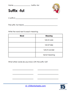 Suffix -ful Worksheets | Descriptive Adjustments - 15 Worksheets.com