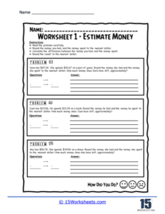 Estimating Money Worksheets - 15 Worksheets.com