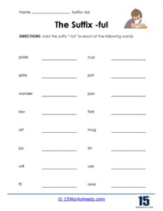Suffix -ful Worksheets | Descriptive Adjustments - 15 Worksheets.com