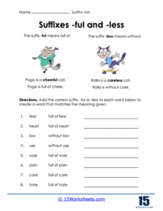 Suffix -ful Worksheets | Descriptive Adjustments - 15 Worksheets.com