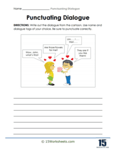 Punctuating Dialogue Worksheets | Formatting Practice - 15 Worksheets.com