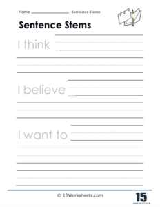 Sentence Stems Worksheets - 15 Worksheets.com