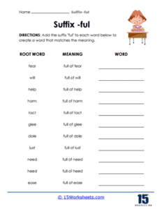 Suffix -ful Worksheets | Descriptive Adjustments - 15 Worksheets.com
