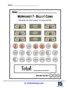 Counting Bills and Coins Worksheets - 15 Worksheets.com