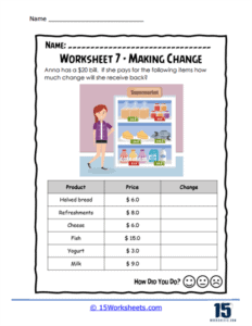 Making Change Worksheets | Learning Money - 15 Worksheets.com