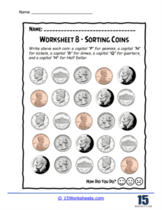 Sorting Coins Worksheets | Coin Sorting and Fluency - 15 Worksheets.com