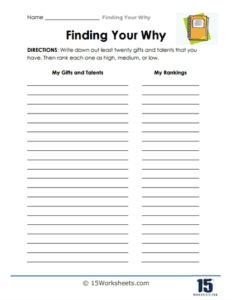 Finding Your Why Worksheets - 15 Worksheets.com