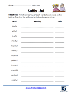 Suffix -ful Worksheets | Descriptive Adjustments - 15 Worksheets.com