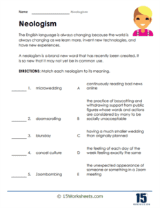 Neologism Worksheets - 15 Worksheets.com