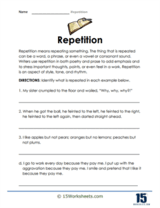 Repetition Worksheets - 15 Worksheets.com