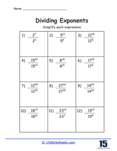 Exponents Worksheets - 15 Worksheets.com